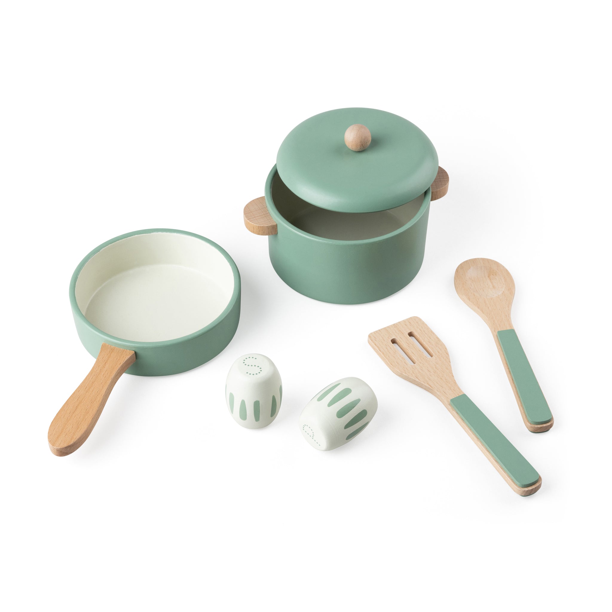 Kitchen pot and pan set - Sebra Play - Sage Green – sebra-interior.com